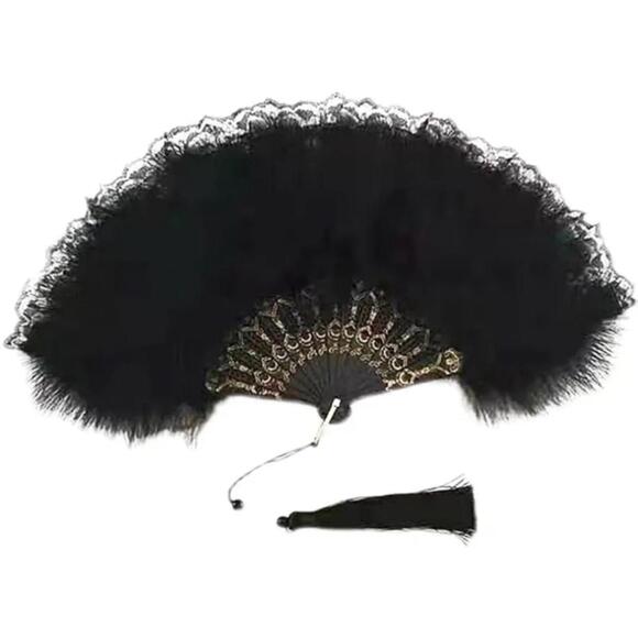 The SeekCheap Shop | Accessories | Gothic Style Feather And Lace Fan In ...